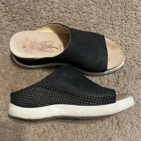 Fly London | Shoes | Fly London Whin Perforated Leather Platform Slides ...